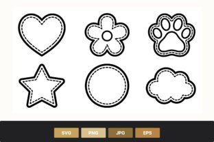 Stitched Outlines Heart Paw Star Flower Graphic by SVGdesigns ...