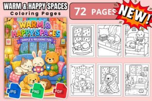 Warm & Happy Spaces Coloring Pages Graphic by BundleExpert · Creative ...
