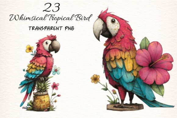 Whimsical Tropical Bird Clipart Graphic by Digital Artistic99 ...