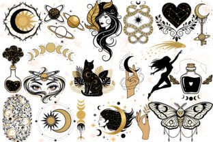 Moon Phases, Zodiac & Celestial Clipart Graphic by Summer Digital ...