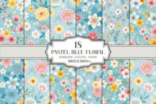 Pastel Blue Floral Seamless Pattern Graphic by Vectornest12 · Creative ...