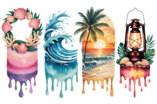 Ropical Dripping Triptych Clipart Set Graphic by Joanna Redesiuk ...
