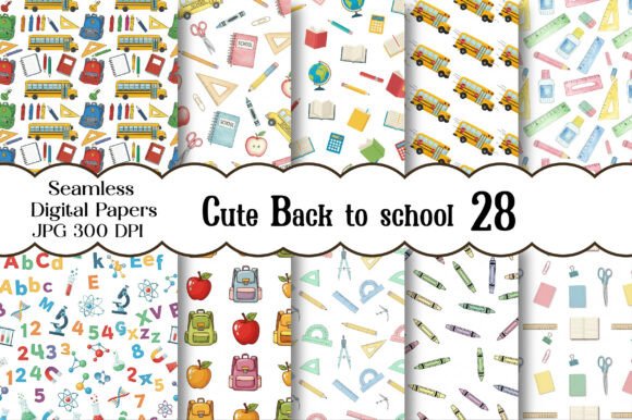 Cute Back to School Digital Papers Graphic by Designstock · Creative ...
