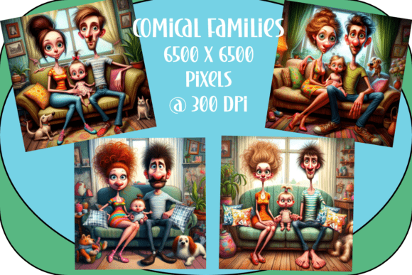 Funny Cartoon Family Digital Art Graphic by Annie's AI Art · Creative ...