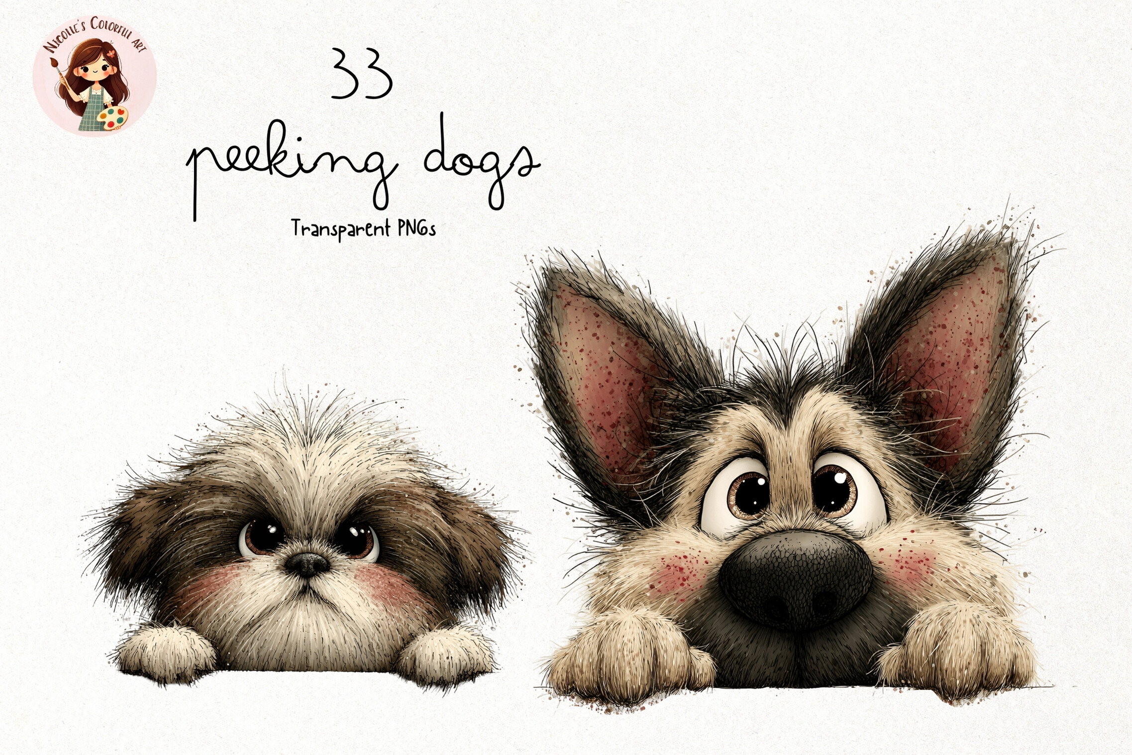 Peeking Dogs PNG Clipart Graphic by Nicolle's Colorful Art · Creative ...