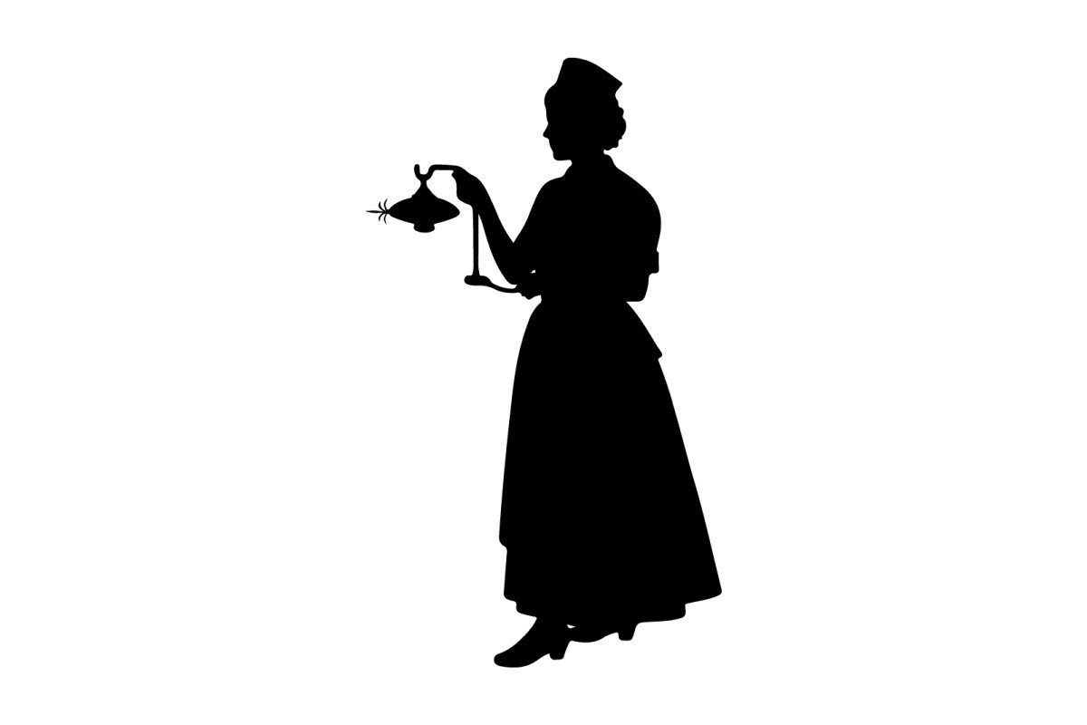 Victorian Nurse Silhouette Holding Lamp, Graphic by sctchcreations ...