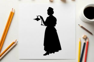 Victorian Nurse Silhouette Holding Lamp, Graphic by sctchcreations ...