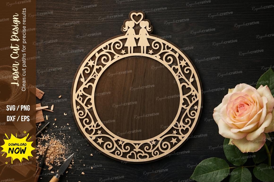 Couple Heart Frame Laser Cut SVG · Creative Fabrica
