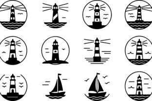 Nautical Lighthouse and Sailboat SVG Graphic by mhrana730 · Creative ...