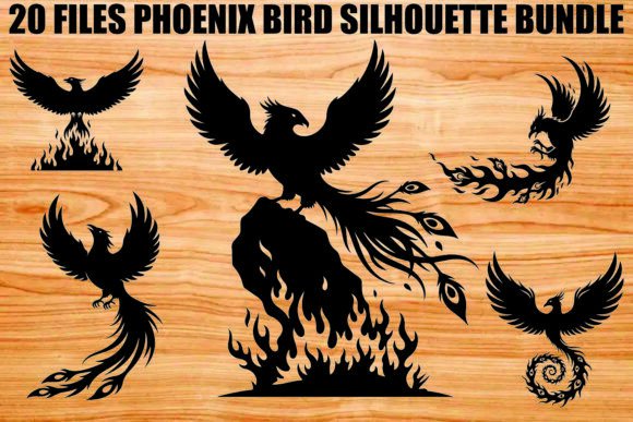 Phoenix Bird Silhouette Bundle Graphic by Graphic Divine · Creative Fabrica