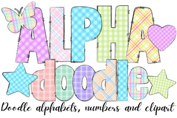 Plaid Alphabet Doodle Letters Numbers Grafica di bestgraphicsonline ...