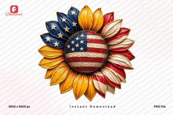 USA Flag Patriotic Sunflower PNG Graphic by Phoenixvect · Creative Fabrica