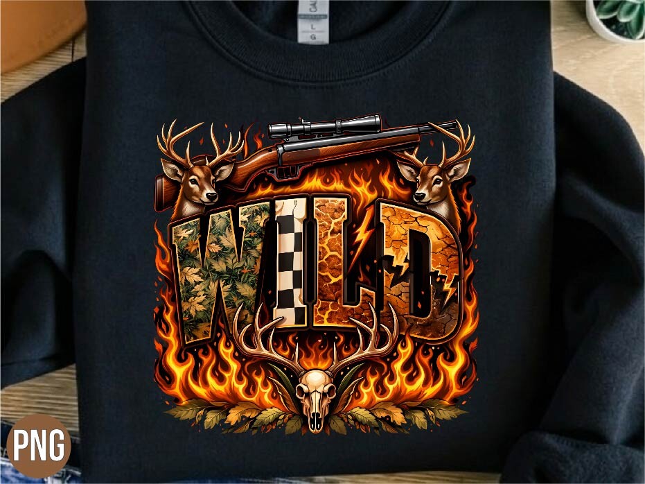 Wild Deer Hunting Fire Flames PNG SHIRT Graphic by MK DESIGNS ...