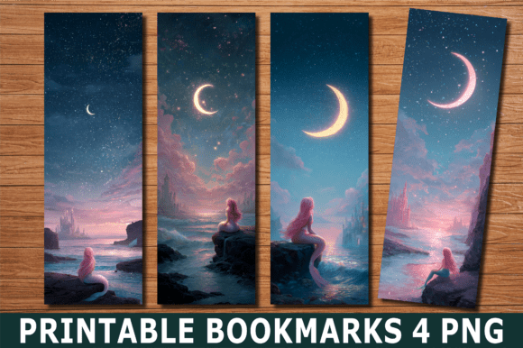 Celestial Mermaid Night Sky Bookmark Graphic by MIKU PRINT · Creative ...