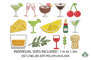 Cocktail Icons Embroidery Design Bundle · Creative Fabrica