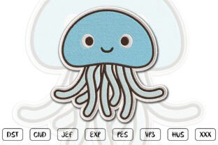 Cute Jellyfish Embroidery Design · Creative Fabrica