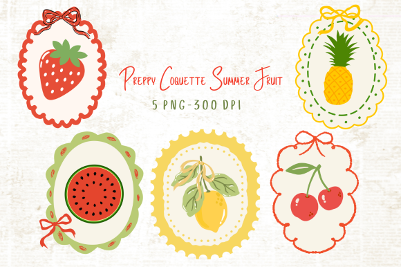 Preppy Coquette Summer Fruit PNG Graphic by Yassou Bouhad · Creative ...