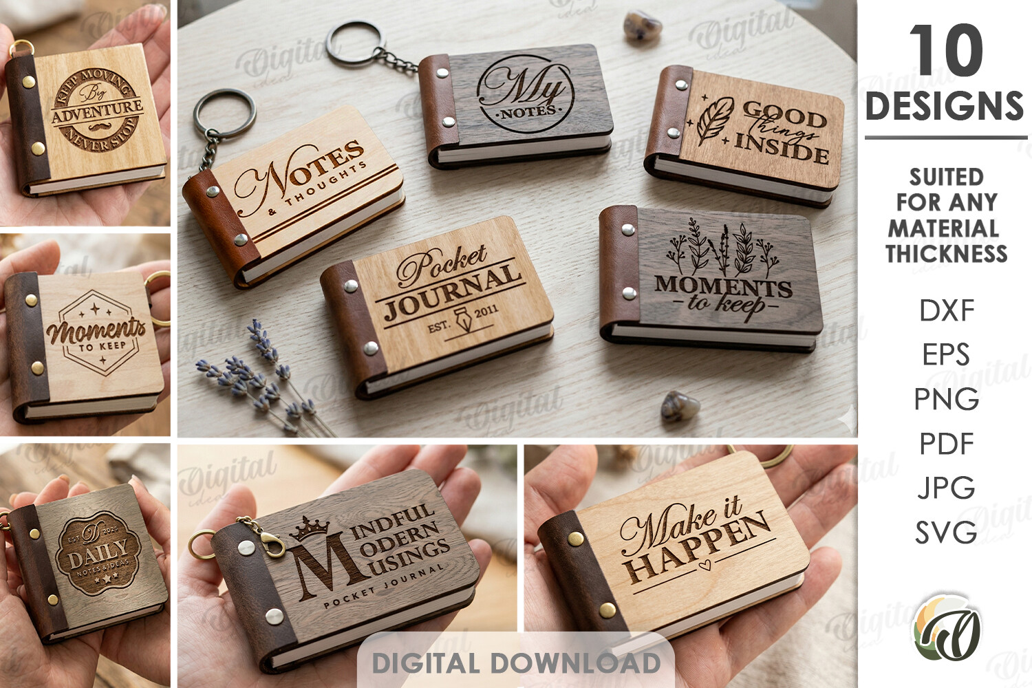 Wooden Mini Notepads Bundle Laser Cut · Creative Fabrica