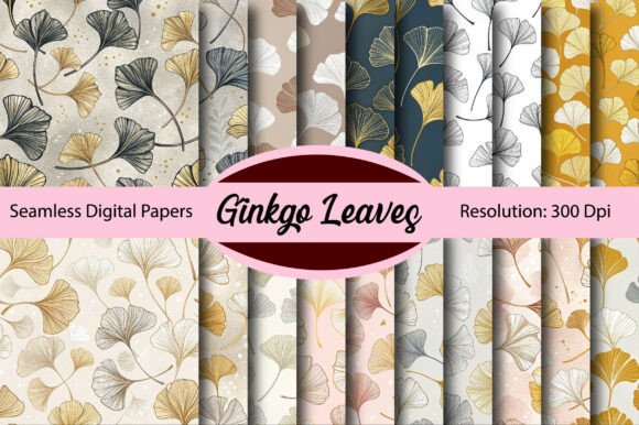 GINKGO LEAVES Seamless Digital Paper Graphic by Colourful · Creative ...