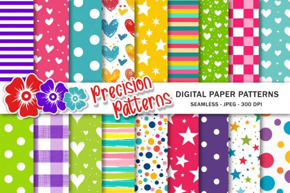 Neon Colors Digital Paper Pattern Gráfico por Precision Patterns ...