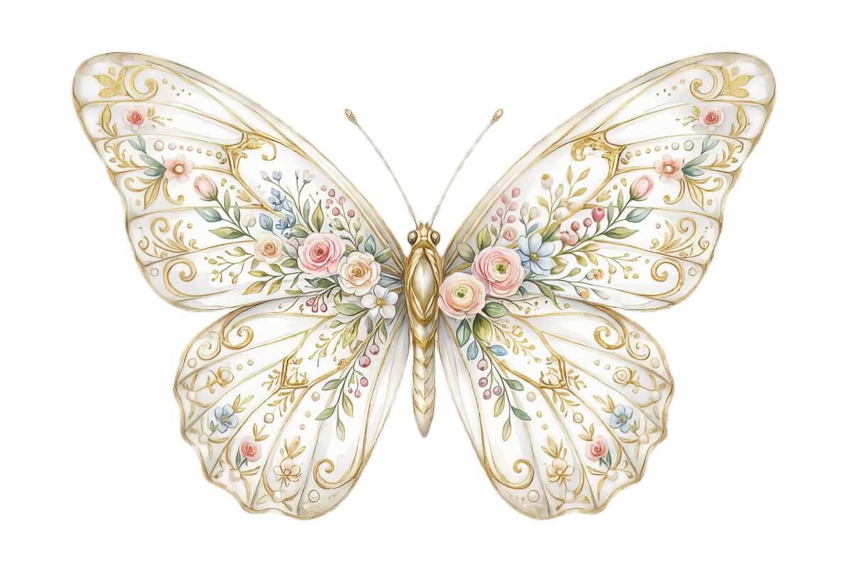 Watercolor Butterfly Wedding Clipart Graphic by VetalStock · Creative ...