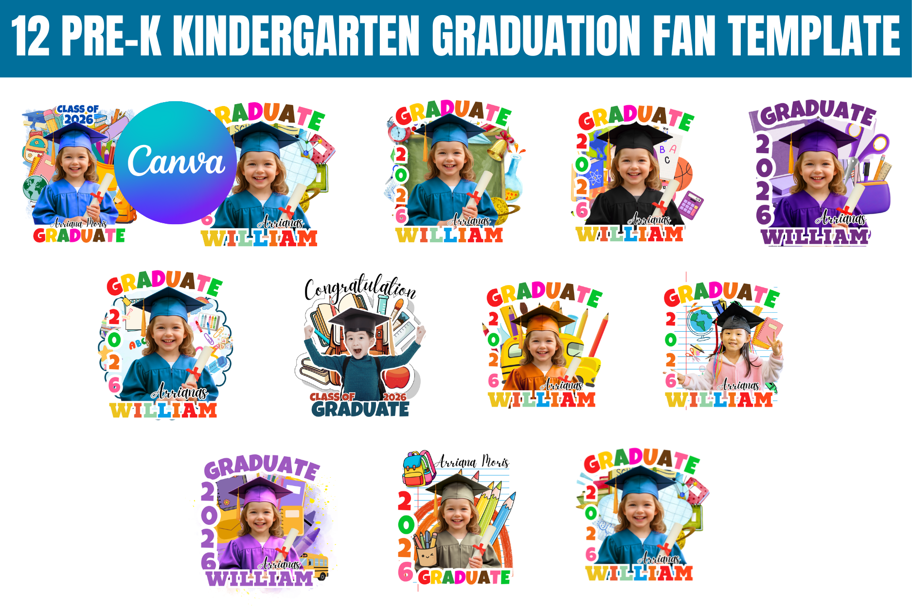 12 Pre-K Kindergarten Graduation Fan Graphic by Gfx Shaown · Creative ...