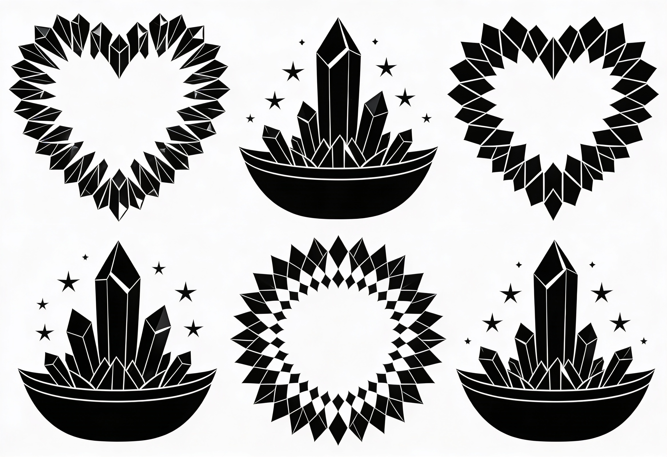 Crystal Clipart Bundle Black Geometric Graphic by mhrana730 · Creative ...