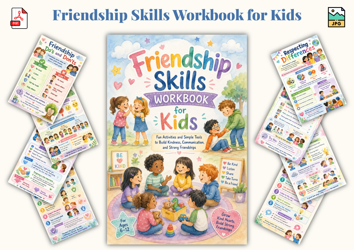 Friendship Skills Workbook for Kids Graphic by KDPLab · Creative Fabrica
