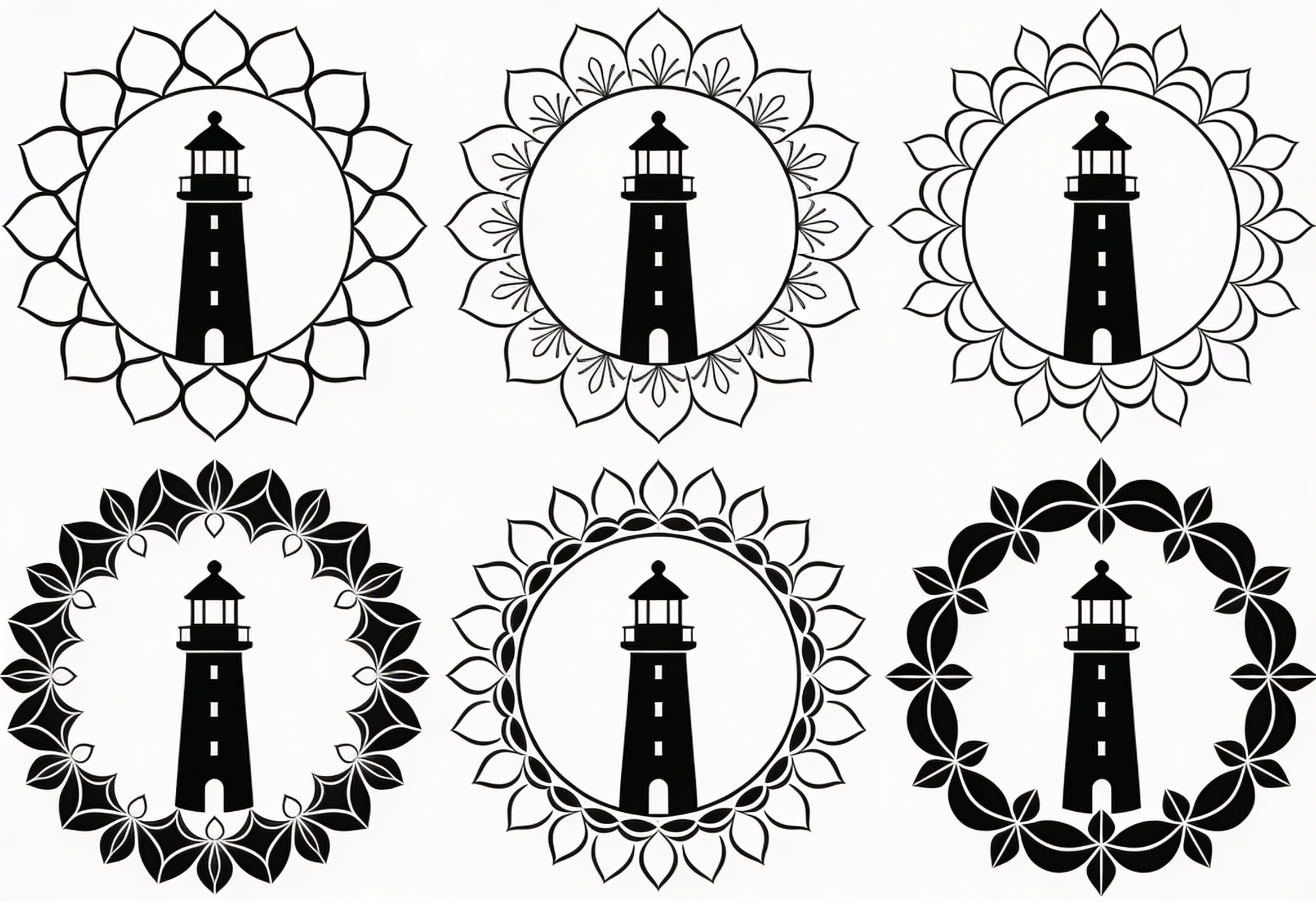 Lighthouse Mandala Clipart Vector Set Graphic by mhrana730 · Creative ...