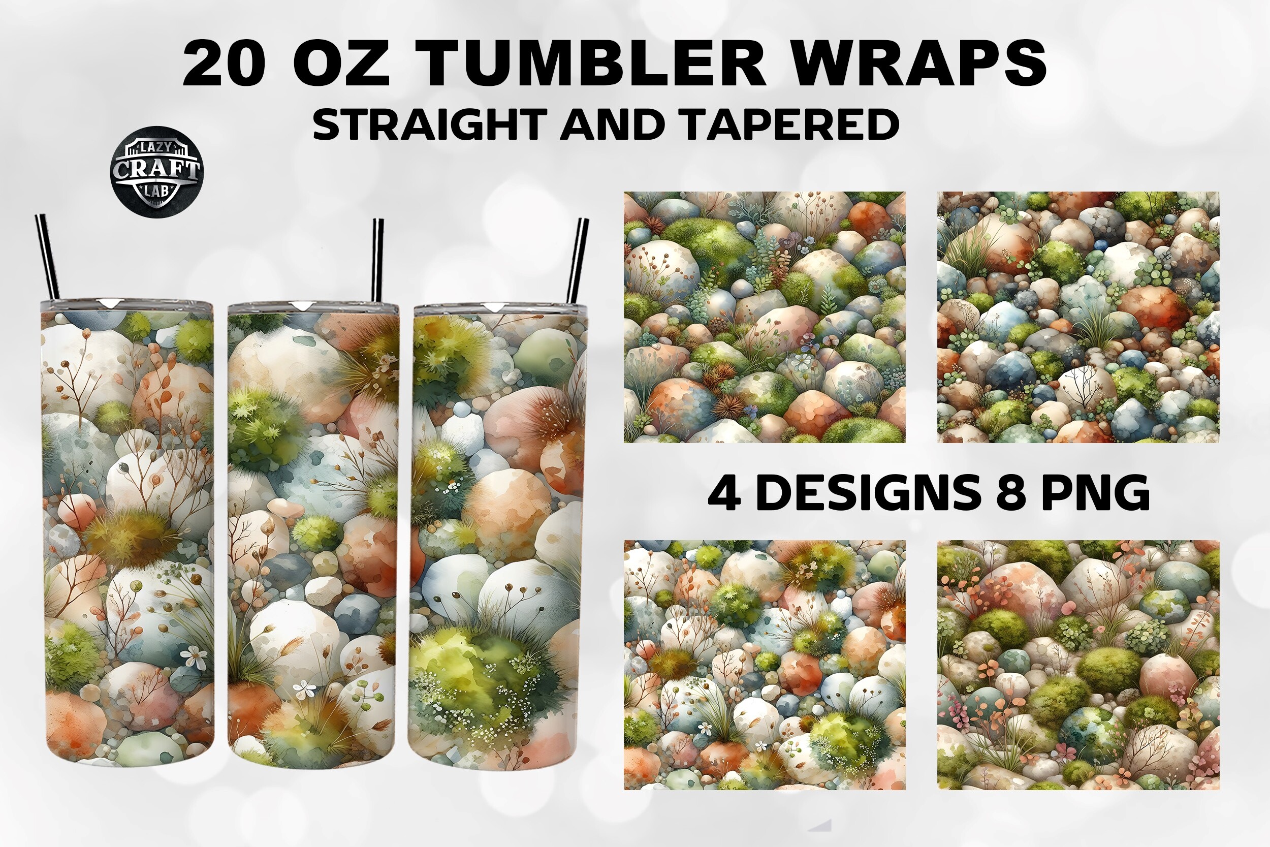 Mossy Stones Sublimation Tumbler Wraps Graphic by LazyCraftlab ...