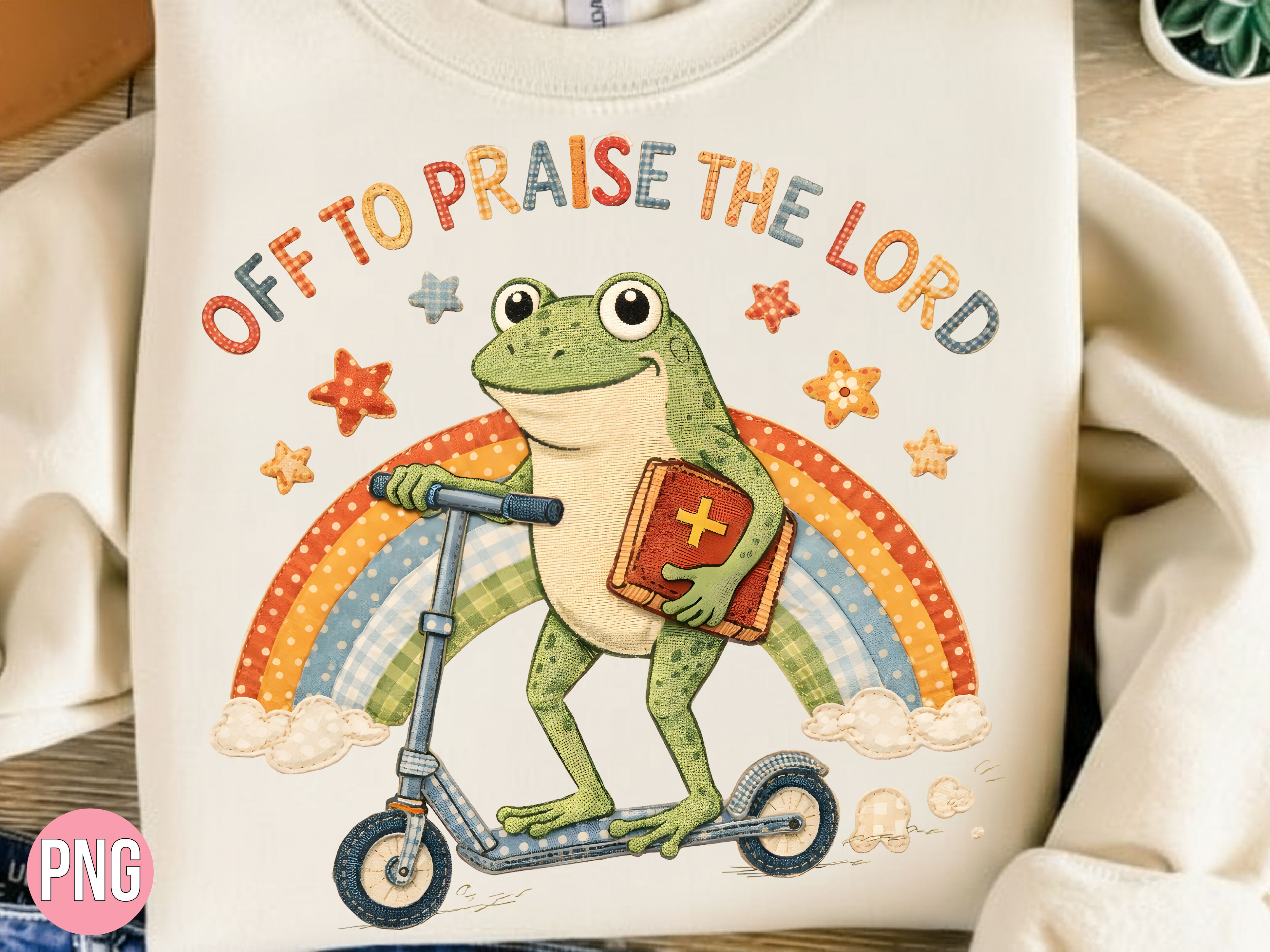 Off to Praise the Lord Frog Rainbow PNG Graphic by DIGITAL HIVE ...