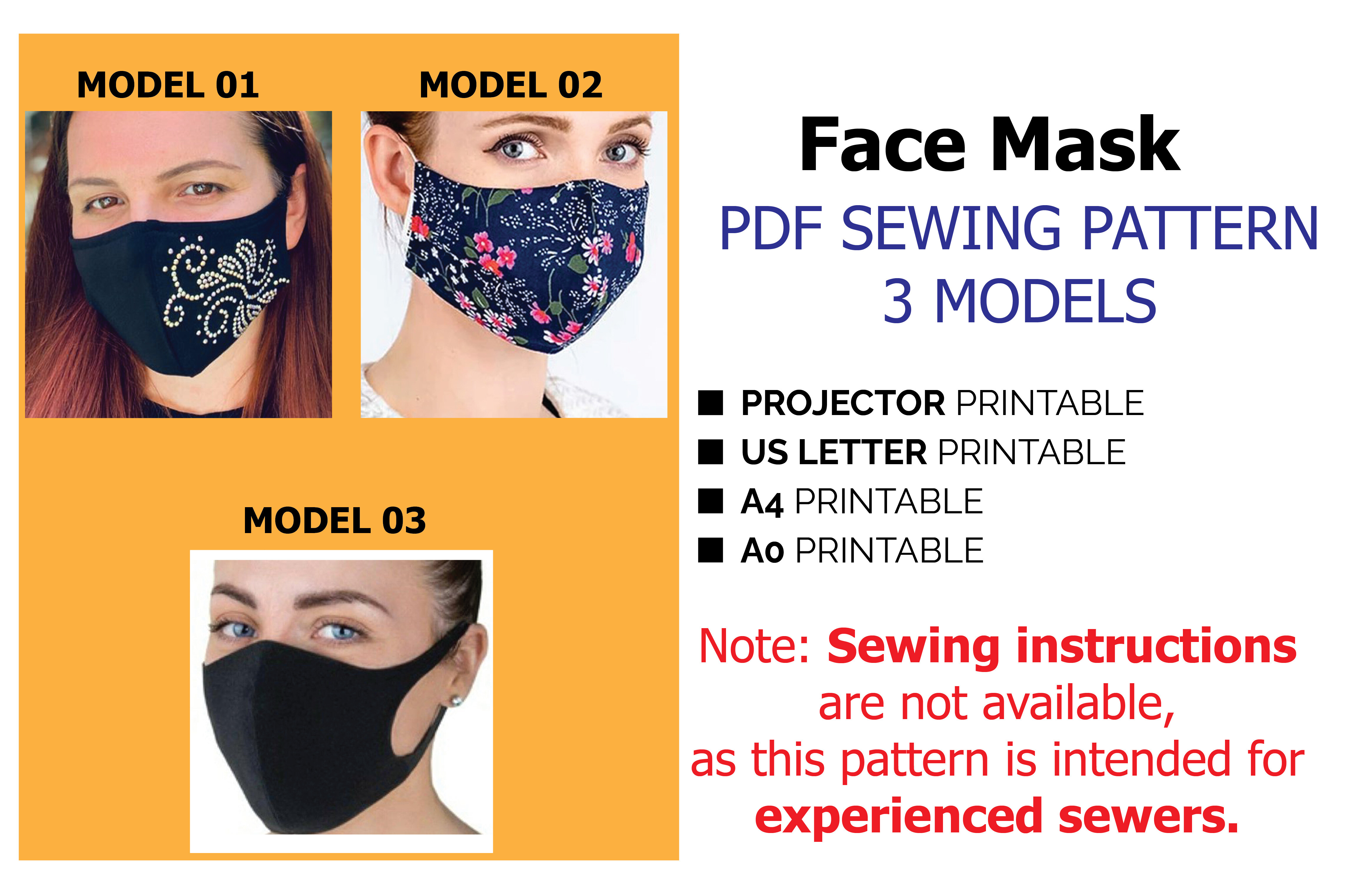 Face Mask PDF Sewing Pattern Graphic by craftbook99 · Creative Fabrica