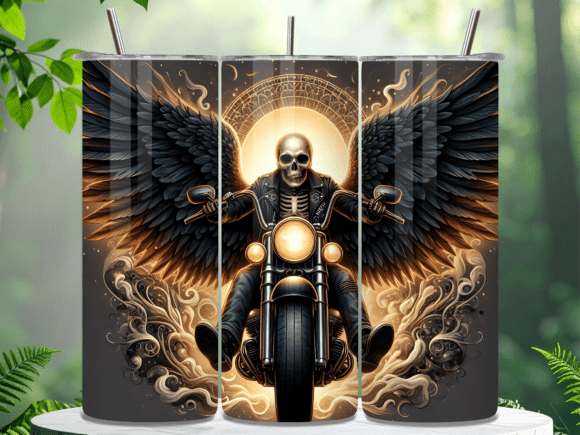 1 Fallen Angel Skull Rider Tumbler Wrap Designs & Graphics