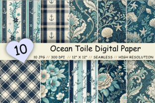 Ocean Toile Digital Paper Pack, Vintage Graphic by Florid Printables ...