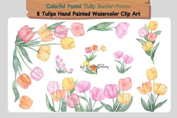 Watercolor Tulips Spring Flower Clipart Graphic by nuuillustrations ...