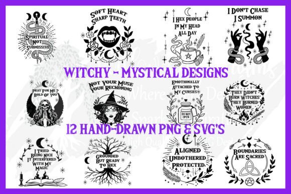 Witch Bundle Hand-drawn Goth Design Graphic by willowpaigefarms ...