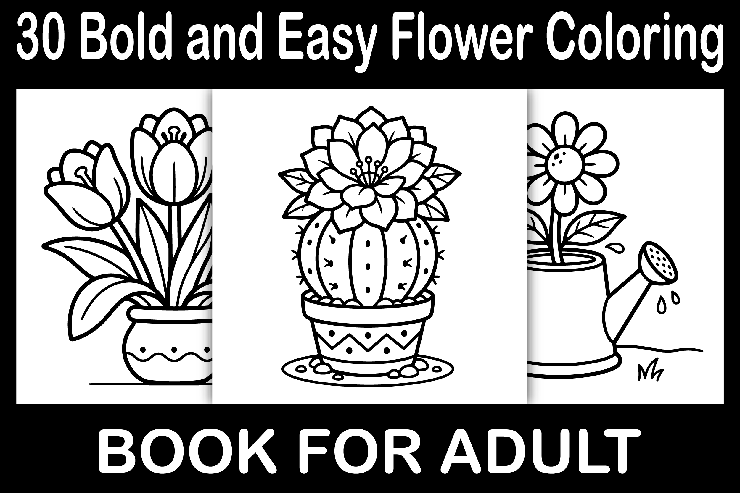 Bold and Easy Flower Coloring Pages Graphic by (US) Design Studio ...