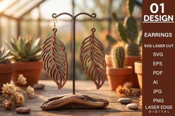 Laser Cut Feather Earring SVG · Creative Fabrica