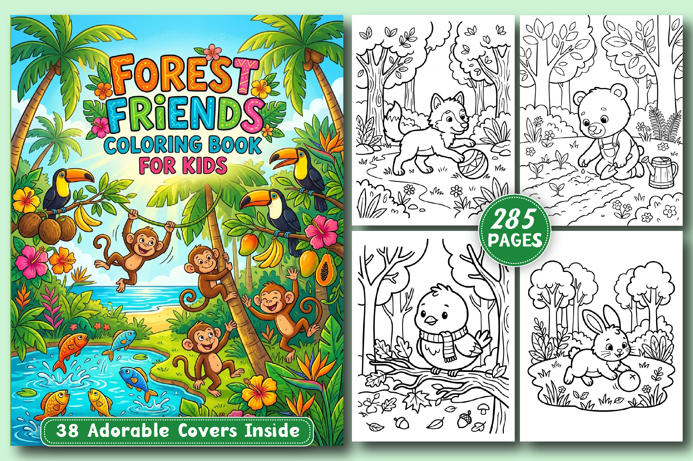 Forest Friends Coloring Book for Kids Graphic by HappyColor Design ...