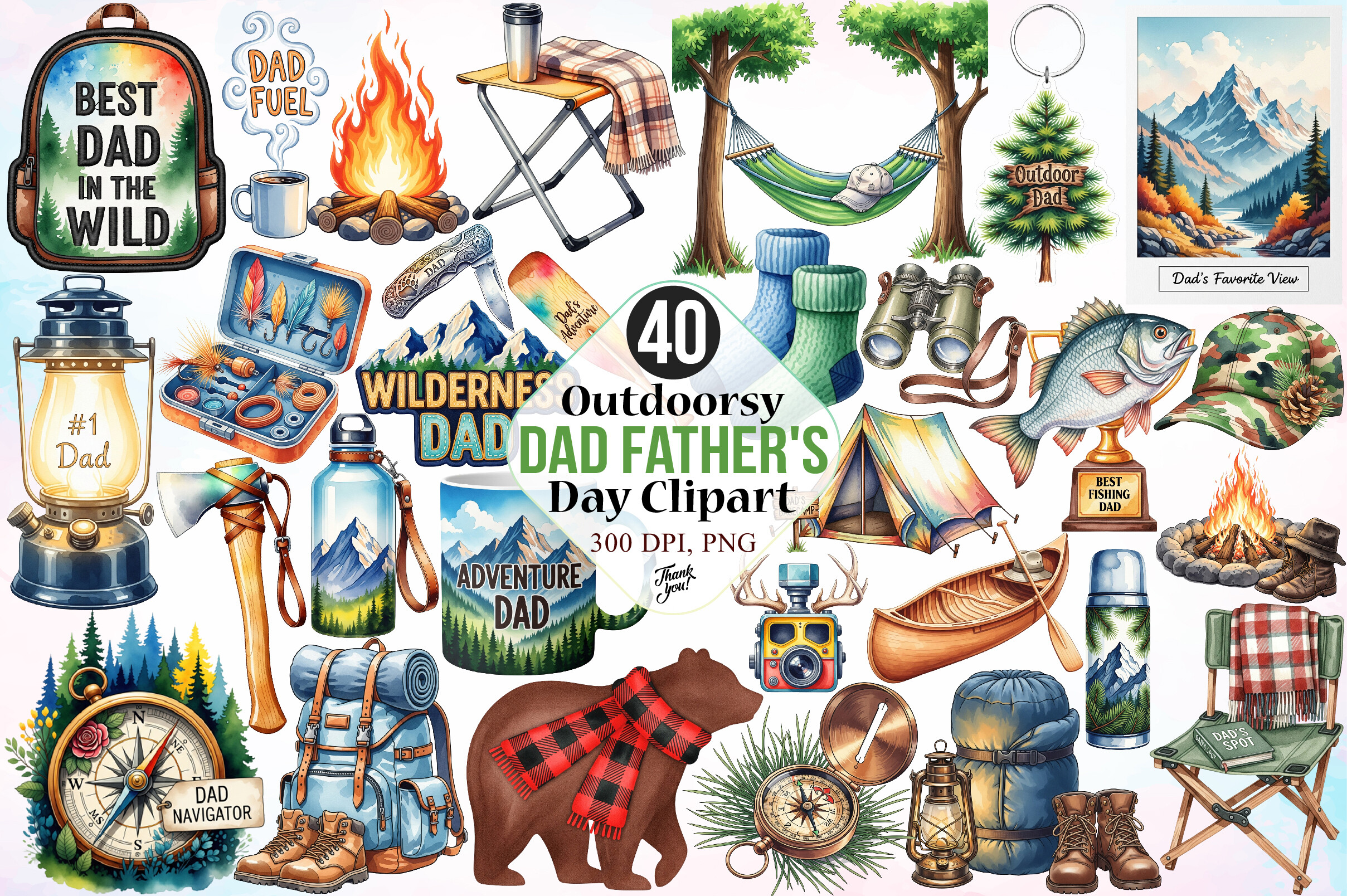 Outdoorsy Dad Father's Day Clipart Graphic by Lazy Panda · Creative Fabrica