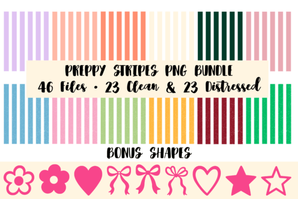 Preppy Stripes Solid Distressed Bundle Bundle · Creative Fabrica