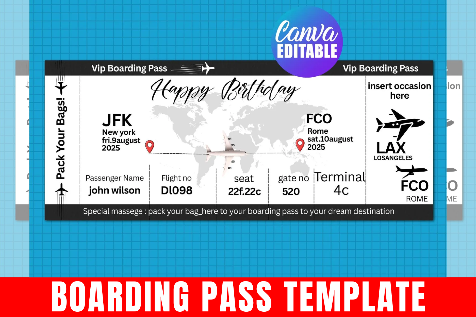 Boarding Pass Canva Template Graphic by freshzone228 · Creative Fabrica