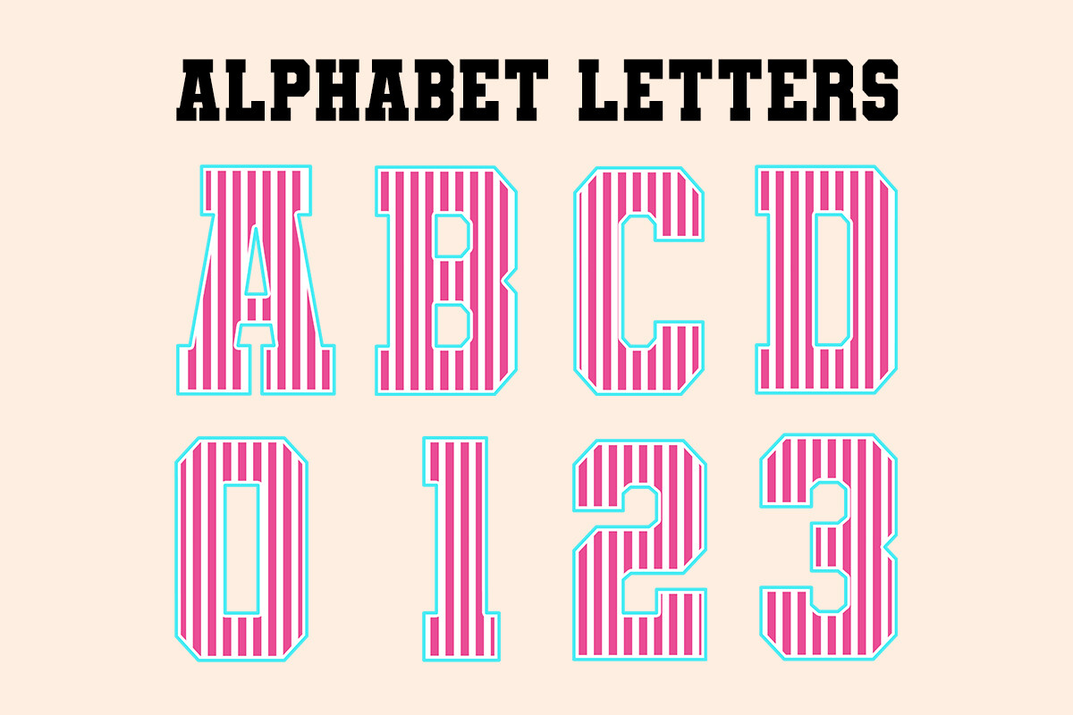Pink Preppy Softball Alphabet Letters Graphic by Beer Design · Creative ...