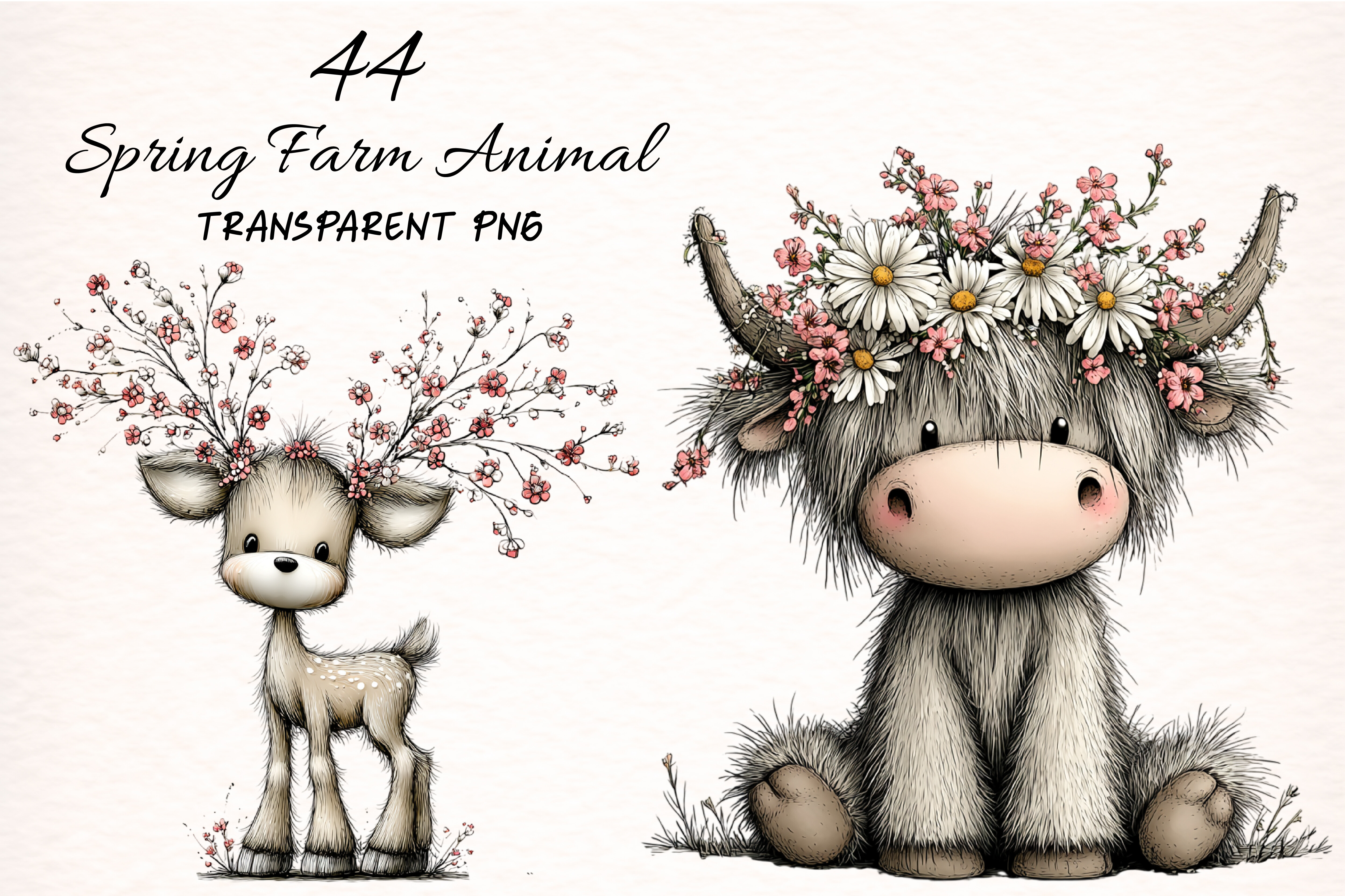 Spring Farm Animal Clipart Graphic by Digital Artistic99 · Creative Fabrica