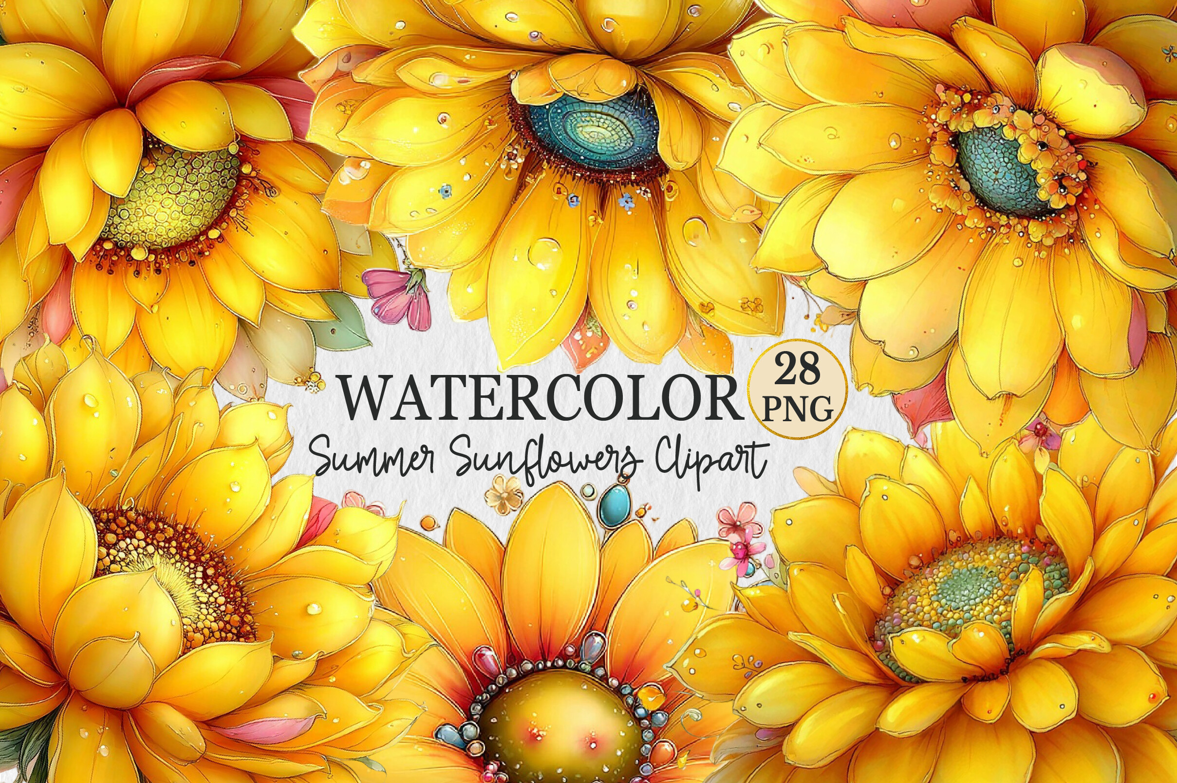 Summer Sunflowers Clipart Graphic by Rose Art · Creative Fabrica