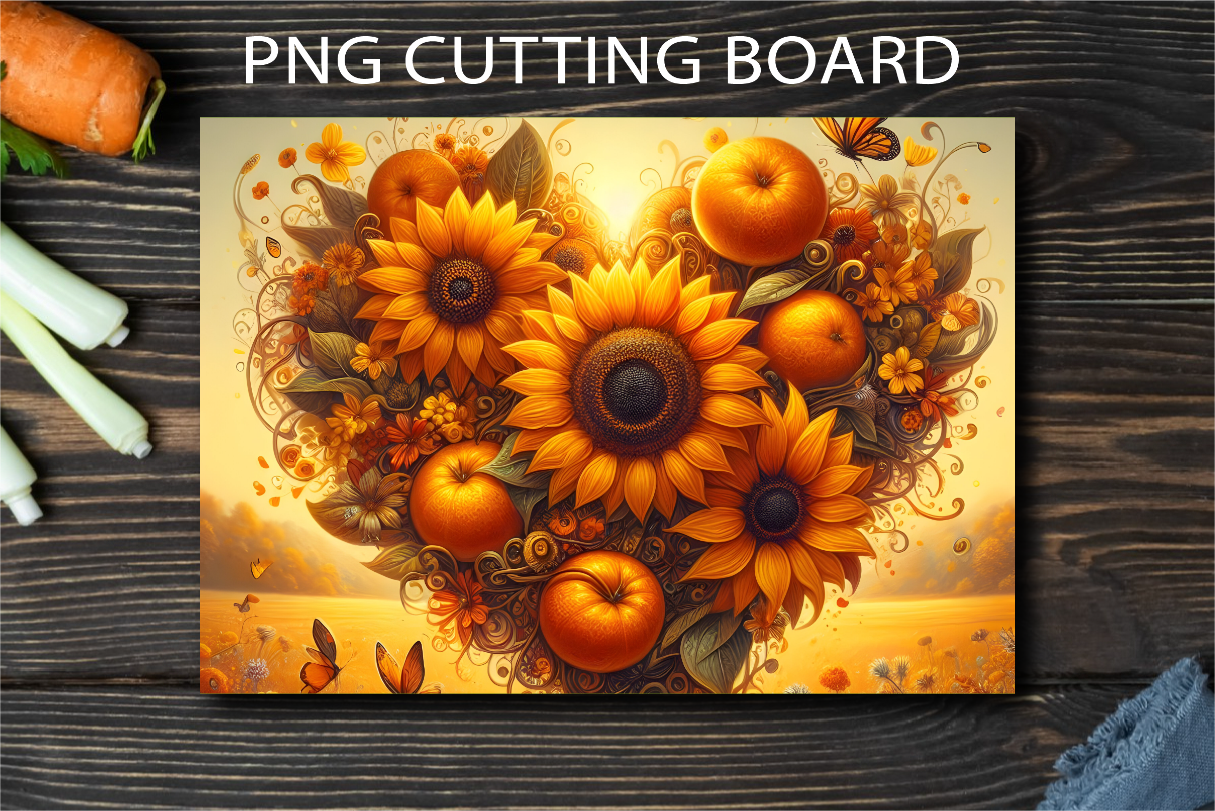 Vibrant Autumn Floral Cutting Board Png Graphic by MK DESIGNS ...