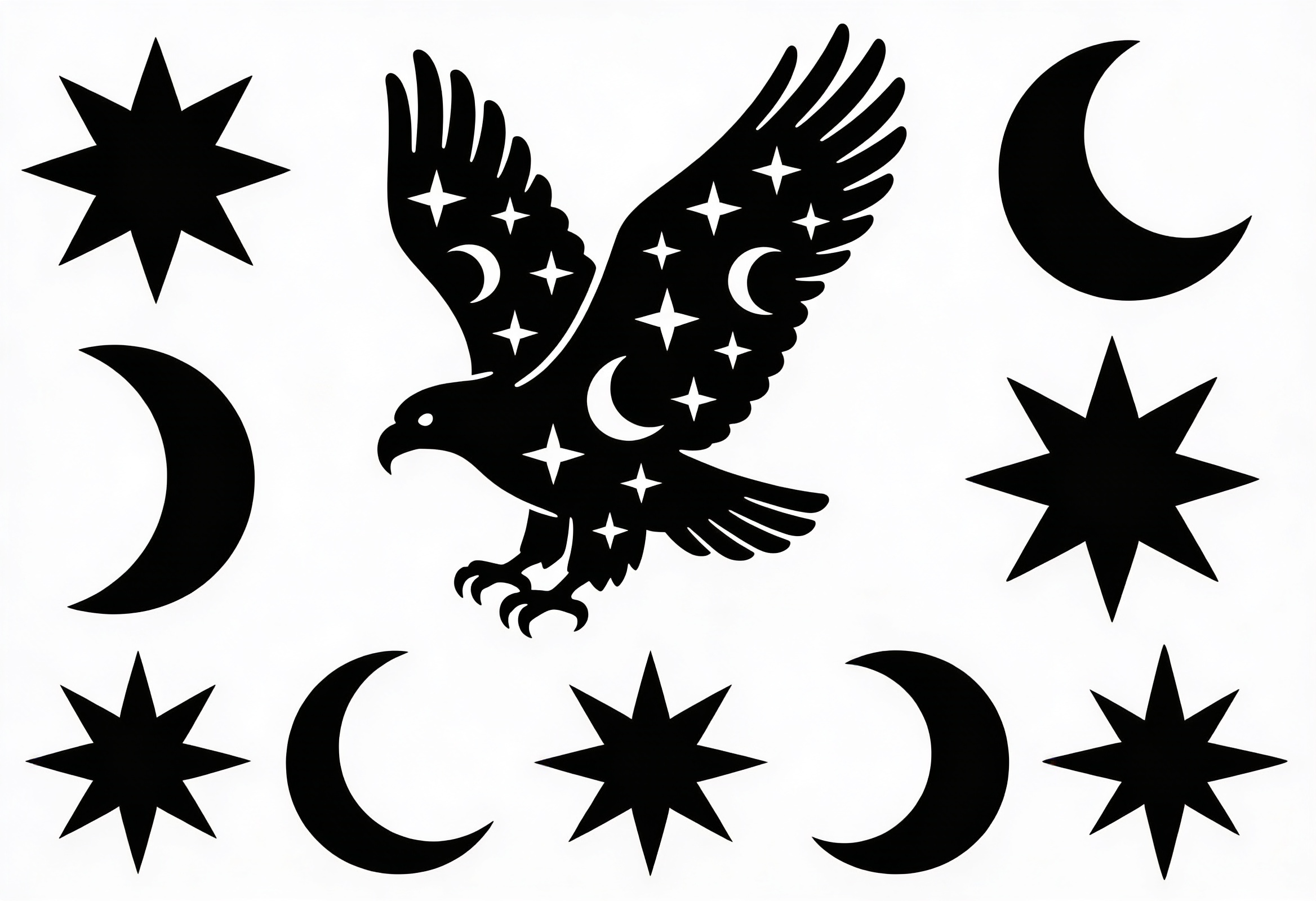 Celestial Eagle Moon Stars SVG Cut File Graphic by mhrana730 · Creative ...