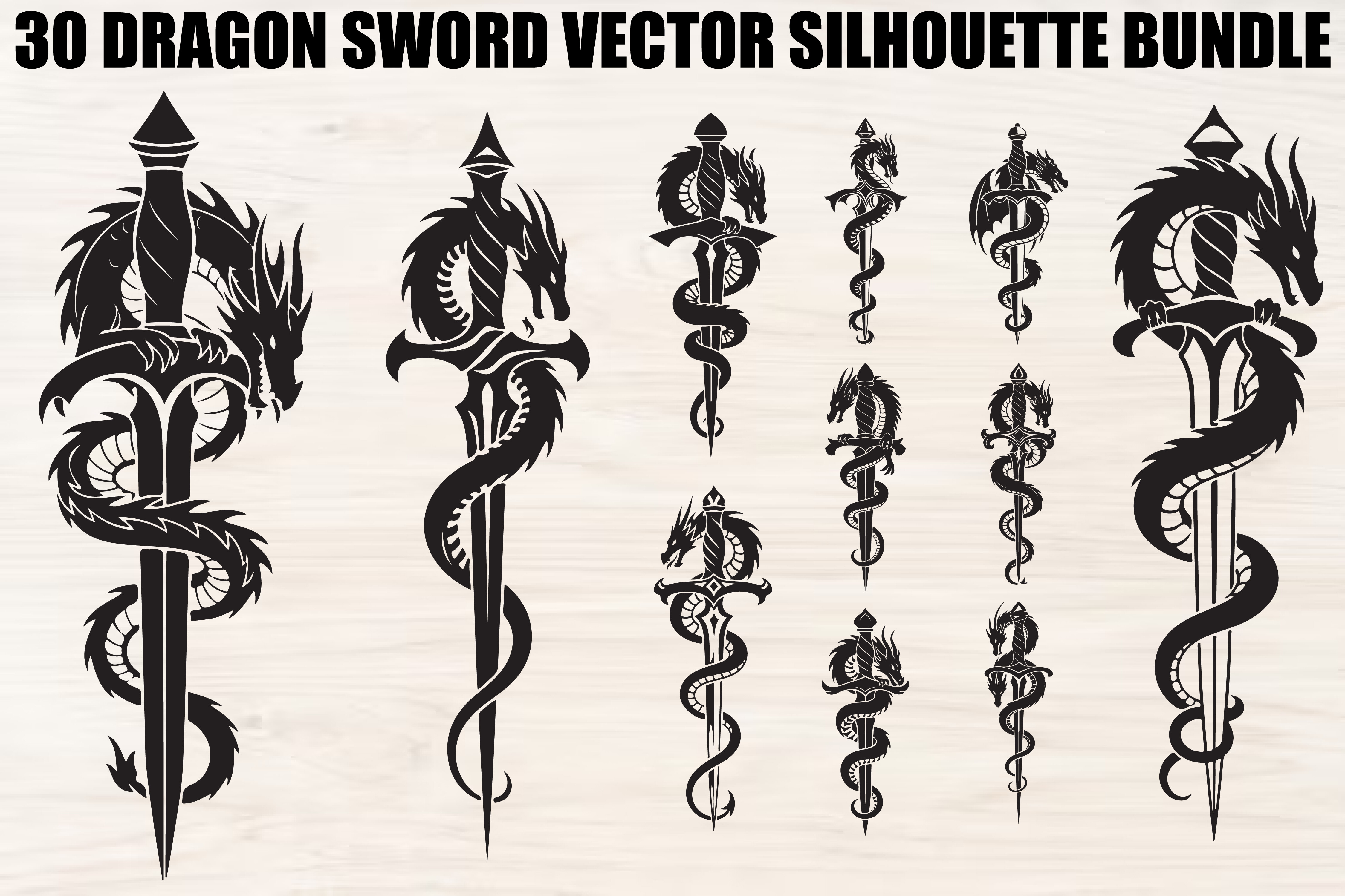 Dragon Sword Bundle Graphic by Designs River · Creative Fabrica