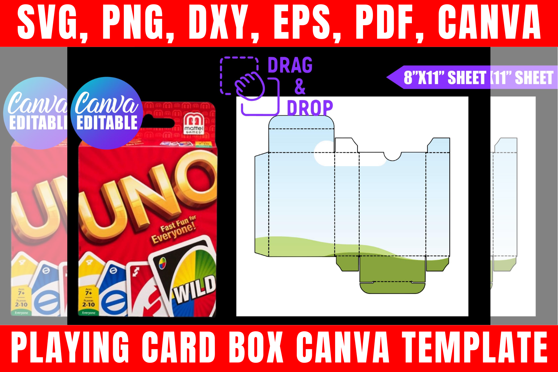 Playing Card Box Editable Canva Template Graphic by freshzone228 ...