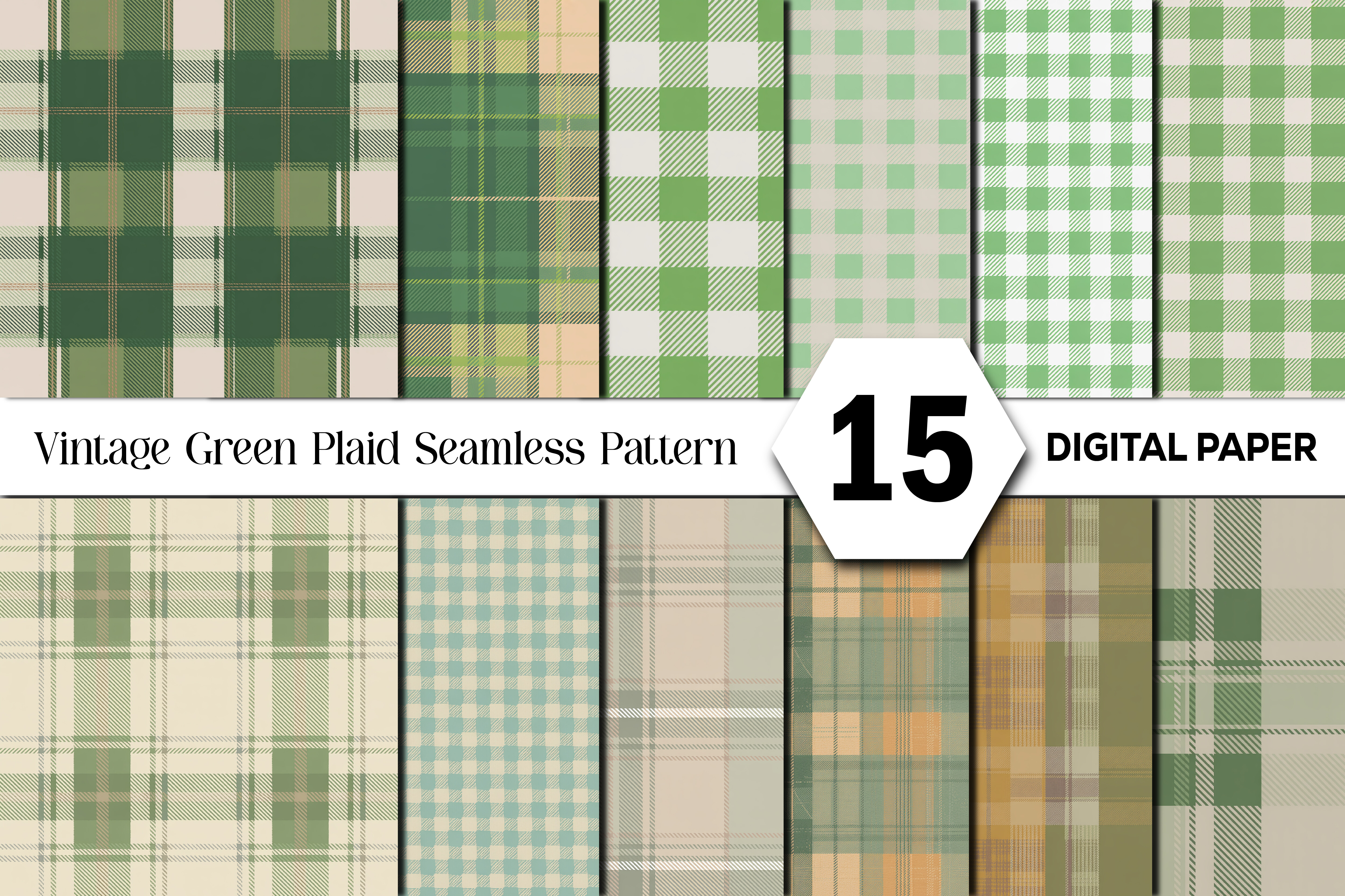 Vintage Green Plaid Seamless Pattern Graphic by Design Studio 45 ...